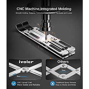 ivoler Laptop Stand, Laptop Holder Riser Computer Tablet Stand, 6 Angles Adjustable Aluminum Ergonomic Foldable Portable Desktop Holder Compatible with MacBook,iPad, HP, Dell, Lenovo 10-15.6” Silver