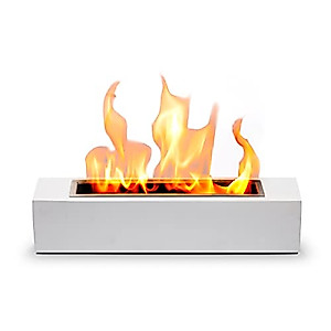 TruBlaze Tabletop Rectangle Fire Pit - 18 inch Concrete Portable Table Top Fireplace Indoor/Outdoor Isopropyl Alcohol Fueled Firepit Bowl (Classic)