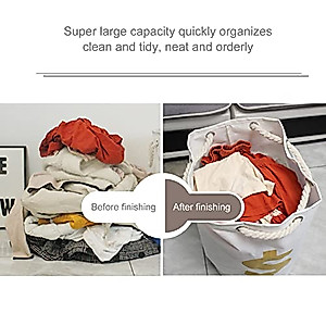 AOKID Collapsible Laundry Baskets with Drawstring Handles, Large Capacity Laundry Hamper Lightweight Storage Basket for Bedroom Bathroom A