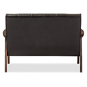 Baxton Studio BBT8011A2-Black Loveseat Love Seats, 29.45LX44.66WX31.59H, Black