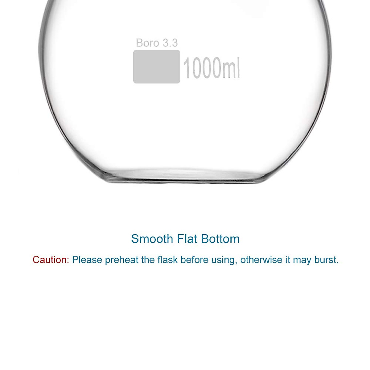 StonyLab Glass 1000ml Long Neck Flat Bottom Flask, Borosilicate Glass Heavy Wall Flat Bottom Boiling Flask with Long Neck, 1000ml (1 Liter)