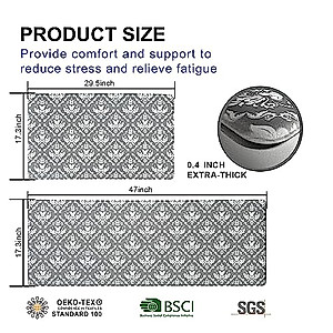 Soft Anti Fatigue Mat for Kitchen Floor, Non Slip Cushioned Kitchen Rugs Sets, Waterproof Washable Memory Foam Standing Desk Mat Runner, Comfort Cushion for Sink Laundry Room Home 17.3"x47"(1 PC)