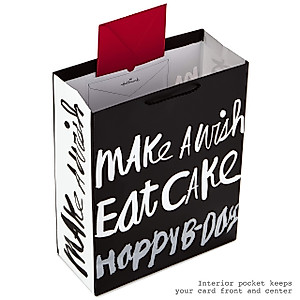 Hallmark 15" Extra Large Gift Bag with Tissue Paper for Birthdays (Happy B-Day, Black and Silver)