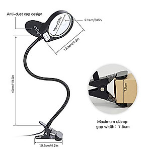 Magnifying Glass Lamp 3X 10X,Stepless Dimmable LED Magnifying Lamp with Dust Cover Metal Clamp,Adjustable LED Magnifier with Light and Stand for Crafts Reading Workbench Close Work