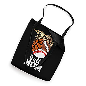 Ball Mom Funny Baseball Basketball Football Leopard Mom Tote Bag