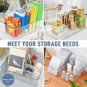 4 Pack Pantry Organizers and Storage Bins with Removable Dividers - Stackable Clear Storage Bins Plastic - Multipurpose Refrigerator Organizers and Storage for Kitchen & Storage Cabinets