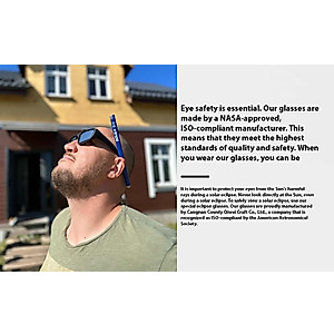 Premium Plastic Eclipse Viewing Glasses - ISO 12312-2 Compliant, AAS Recognized For Safe Sun Viewing of April 8, 2024 Total Solar Eclipse in USA