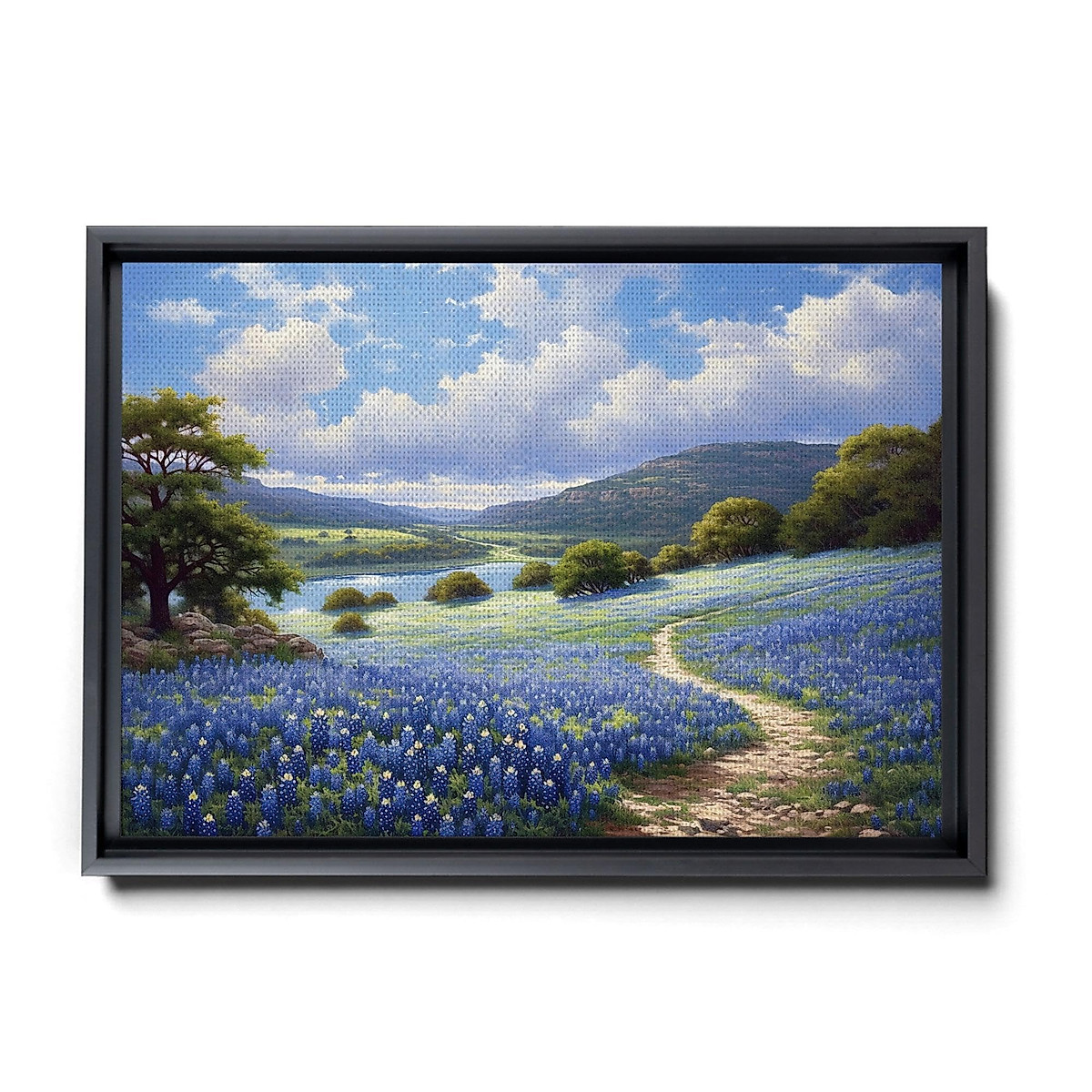Enchanting Texas, Native Texas Hill Country Bluebonnet Landscape - Fine Art Print Mounted in a White Mat Board