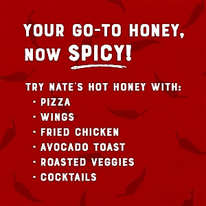 Nate's Hot Honey - 100% Pure Honey Infused with Habanero Chili Pepper Flakes, Award-winning Taste - 16 oz Squeeze Bottle
