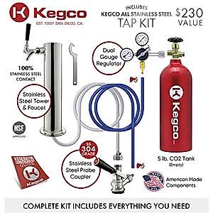Kegco Kegerator Full Size Keg Refrigerator - Single Faucet - D System, Stainless Steel