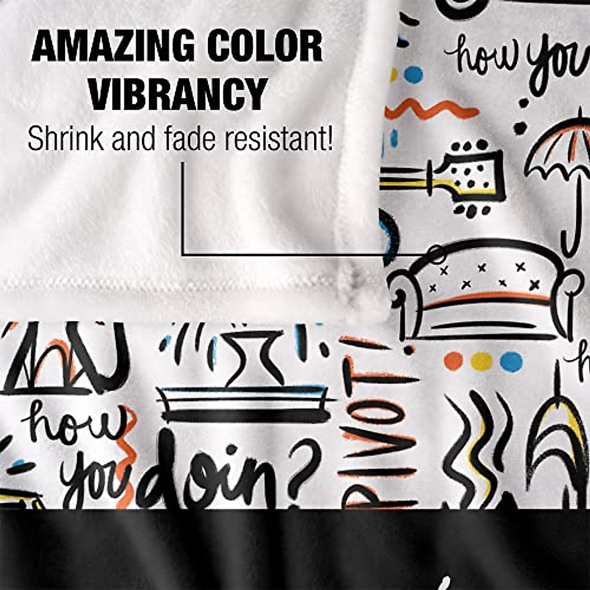 Friends Let's Be Friends Pattern Officially Licensed Silky Touch Super Soft Throw Blanket 50" x 60"