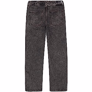 Calvin Klein Boys' Pull-On Stretch Denim Jeans, 4-Pocket Style & Drawstring Closure, Charcoal Acid, 14-16