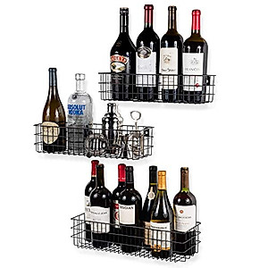 Wall35 Kansas Wall Mounted Metal Wire Baskets for Kitchen Organization and Storage, Varying Sizes Hanging Fruit Basket Set of 3 Black