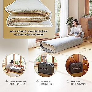 Dr.Futon Japanese Floor Futon Mattress Traditional Cotton Shikibuton Foldable Roll Up Bed Twin