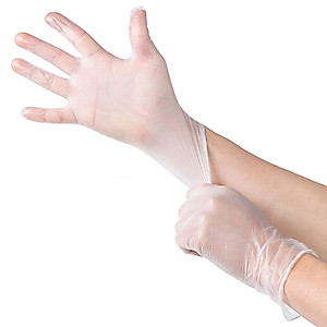 200 Disposable Vinyl Gloves, Non-Sterile, Powder-Free, Smooth Touch, Food Service Grade, Medium Size [2x100 Pack]