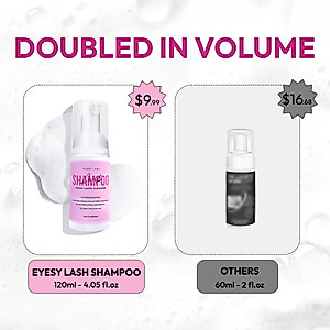 Eyesy Lash LARGE 120ml/4.05 fl.oz Lash Shampoo for Eyelash Extensions Cleanser Oil Free Foaming Soap Lash Bath and Wash | Eyelid Cleanser for Makeup Remover | Salon Use and Home Care