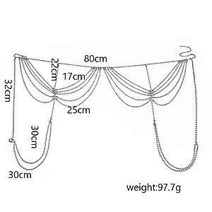 Bomine Silver Rhinestone Waist Body Chain Dress Sexy Bikini Crystal Belly Body Chains Sparkly Body Jewelry Nightclub for Women and Girls, Free sizes