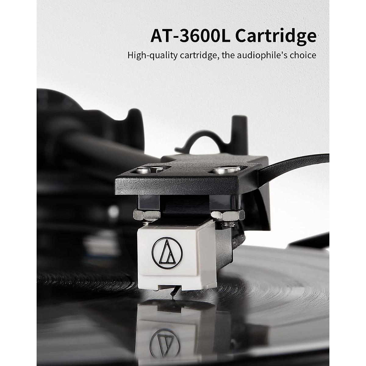 ANGELS HORN Vinyl Record Player, Bluetooth Turntable with Built in Speakers Phono Preamp, High Fidelity Turntables for Vinyl Records with Magnetic Cartridge AT-3600L, Belt Drive 2-Speed