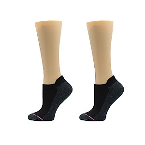 Dr. Motion Womens Low Cut Cushioned Breathable Compression Ankle Socks with Arch Support 6 Pairs (Black Pack)