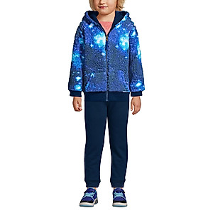 Lands' End Pattern Sherpa Lined Hoodie Blue Galaxy Space Kids Husky XX-Large