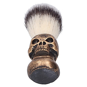 Barber Cleaning Hairbrush, Neck Duster Brush Shaving Beard Brush with Creative Skull Handle for Professional Salon and Home