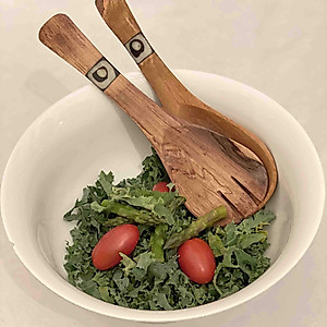 Olive Wood Twisted Salad Serving Set