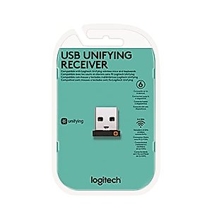 Logitech USB Unifying Receiver, 2.4 GHz Wireless Technology, USB Plug Compatible with all Logitech Unifying Devices like Wireless Mouse and Keyboard, PC / Mac / Laptop - Black