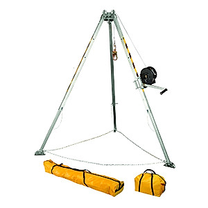 FallTech 7507 Confined Space Tripod Kit - Tripod Kit with 7276 Tripod, 7293 Winch, 7291B Leg Bracket, and Storage Bags, Natural