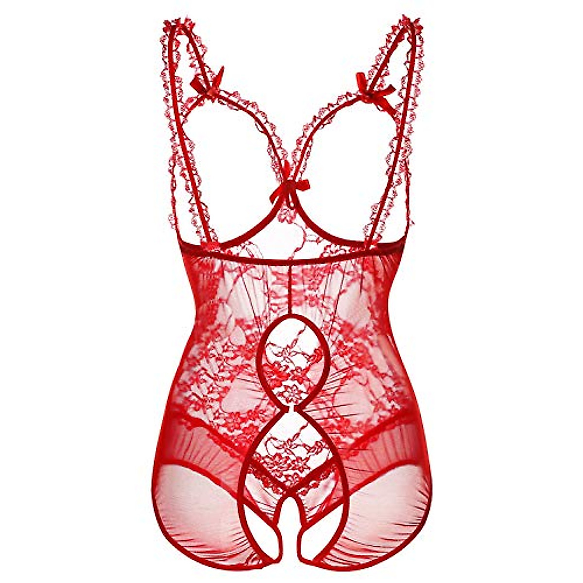 Plus Size Lingerie for Women Sexy Lingerie Bodysuit One-Piece Teddy Red (Red, 5XL)