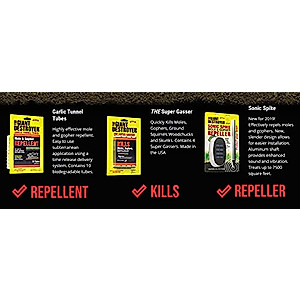 The Giant Destroyer Garlic Tunnel Tubes Repels Moles, Gophers, Skunks and Other Burrowing Rodents in Yards, Gardens & Lawn Areas, 10-12 Months, Highly Concentrated Garlic Oil (120 Tubes)
