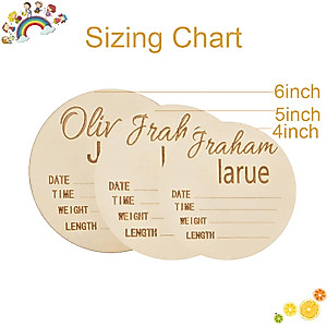 Baby Newborn Custom Announcement Sign, Wooden Birth Announcement Sign for Hospital Baby Name And Birth Details, Fingerprint Footprints Can be Left on The Baby Announcement Sign Back(4-6 inches)