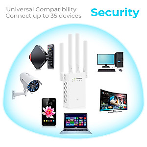 2023 WiFi Extender Signal Booster,360 Full Coverage of 8200sq.ft and 45+ Devices, Internet Booster for Home, Wireless Internet Repeater and Signal Amplifier, 5 Modes,1-Tap Setup