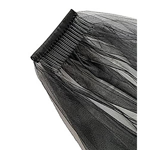 PAMOR Black Lace Veil Creative Mantilla Cathedral Tulle Sheer Wedding Halloween Veil for Bride With Comb
