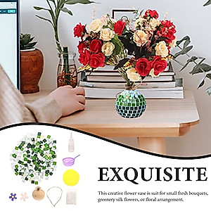 FOMIYES Home Decor Decor Decor 1 Set of DIY Handmade Flower Vase Dried Flower Mosaic Vase Mosaic Tiles Crafts Table Centerpiece Vase Mosaic Making Supplies for Kids Adults DIY Crafts Green Home