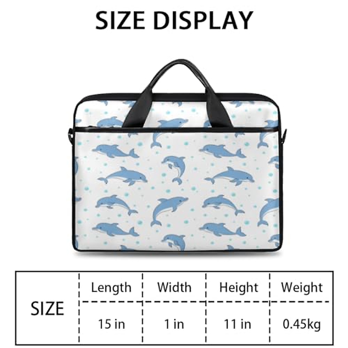 Water Dolphins Laptop Computer Bag Waterproof Shoulder Messenger Bag 13-15 inch Durable Laptop Tote Bag with Shoulder Strap Handle Lightweight Crossbody Briefcase