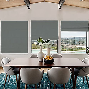 SUNFREE Cordless Roman Shades for Windows, Blackout Room Darkening Roman Blinds, Thermal Insulated Window Blinds Treatment, Washable Roman Blind for Living Room, Bedroom, Kitchen, 34" x 64", Grey