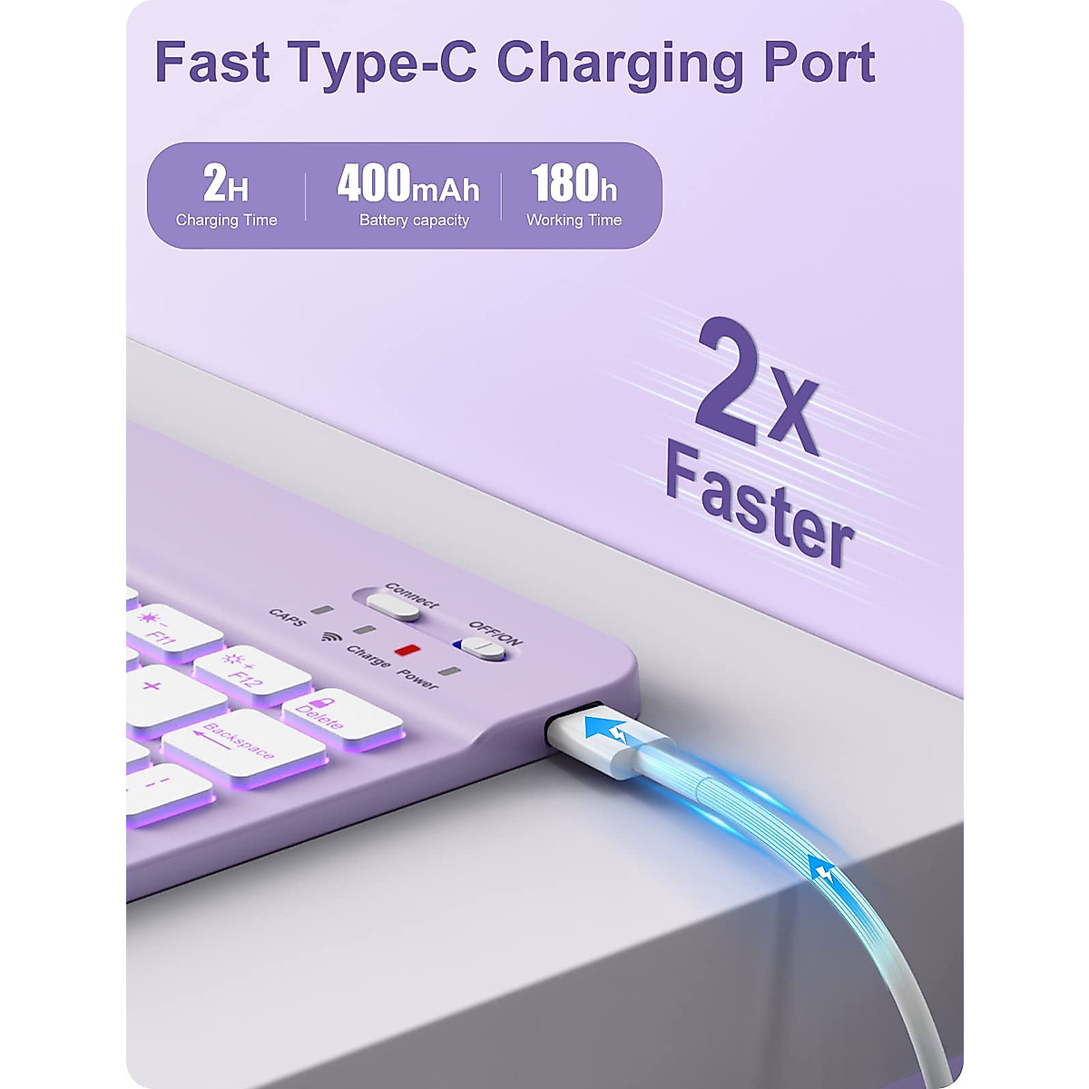 Hamile for iPad 9th Generation Case with Keyboard 10.2 Inch - Backlit Wireless Detachable Folio Keyboard Cover with Pencil Holder for iPad 8th Gen/7th Gen/iPad Pro 10.5"/iPad Air 3rd Gen (Purple)