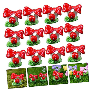 Abaodam 40 Pcs Micro Landscape Mushroom Dollhouse Decorations Mushroom Cake Decorations Outdoor Decor Mini Mushrooms Tiny Mushrooms Mini Succulent Ornament Fairy Plant Toy Room Resin