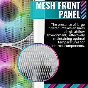 Cooler Master HAF 500 White High Airflow ATX Mid-Tower, Mesh Front Panel, Dual 200mm Customizable ARG Lighting Fans, Rotatable GPU Fan, USB 3.2 Gen 2 Type C and Tempered Glass (H500-WGNN-S00)