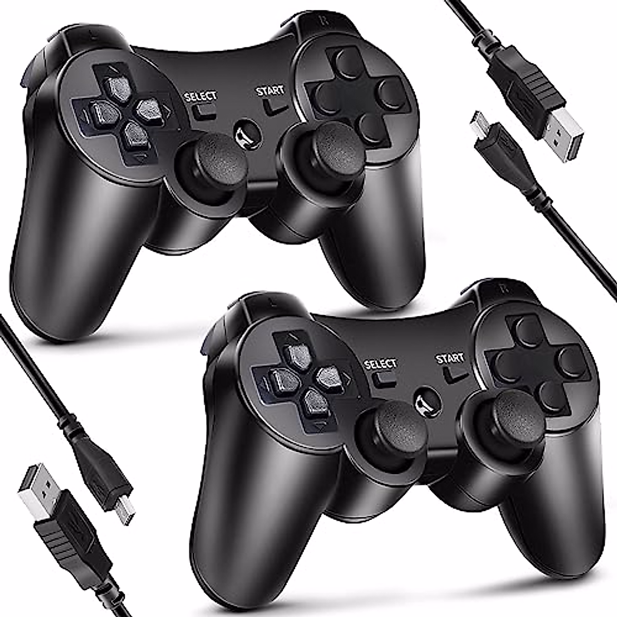 Kujian Game Controller 2 Pack Wireless 6-axis Dual Motors High Performance Gaming Controller for P3 with 2 USB Charging Cord
