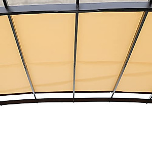 12’ X 9’ Outdoor Retractable Pergola Canopy, Steel Frame Grape Patio Gazebo, Backyard Shade Shelter, for Garden Porch Yard BBQ Beach, Beige+Brown