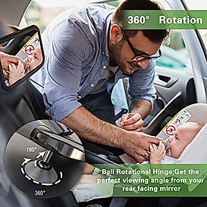 Moyu Home Baby Car Mirror,Safety Back Car Seat Mirror for Rear Facing Infant Child with Wide Crystal Clear View,Shatterproof, Crash Tested and Certified