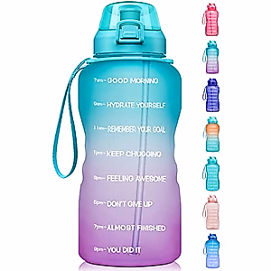 Fidus Large 1 Gallon/128oz Motivational Water Bottle with Time Marker & Straw,Leakproof Tritan BPA Free Water Jug,Ensure You Drink Enough Water Daily for Fitness,Gym and Outdoor Sports
