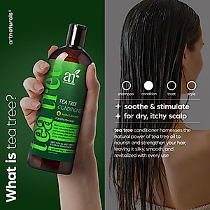 artnaturals Tea Tree Conditioner 16 Fl Oz - Sulfate Free – Made w/ 100% Pure Natural Therapeutic Grade Tea Tree Essential Oil - For Dandruff, Sensitive, Itchy, Dry scalp - For Men & Women