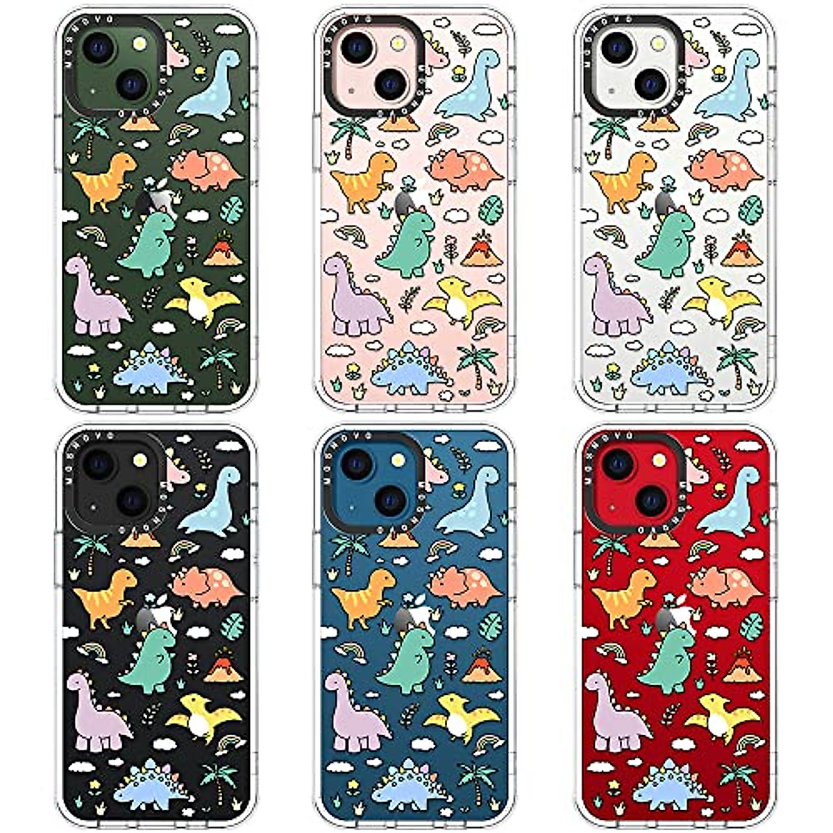 MOSNOVO Compatible with iPhone 13 Case, Cute Dinosaur [ Buffertech Impact ] Shockproof Protective Transparent TPU Bumper Clear Phone Case Cover Designed for iPhone 13 6.1"