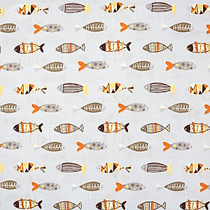 Hanjunzhao Zoo Animals Fat Quarters Fabric Bundles, Bear Fish Print Precut Sewing Quilting Fabric,18" x 22"(Multi)