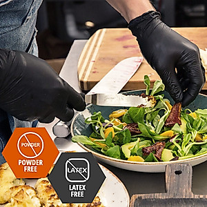 MED PRIDE Extra Strength Vinyl Disposable Gloves, Large 50 Pack - Black Ambidextrous Powder & Latex-Free Surgical Gloves For Tattoo Artists, Cleaners, Food Prep, Home & Industrial Use