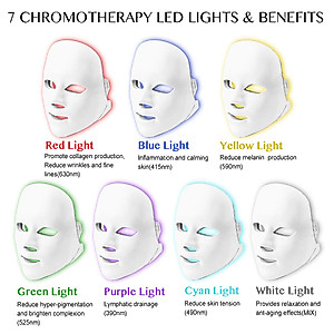 Meifuly Light Therapy Face Mask, 7 Colors L E D Facial Face Mâsk