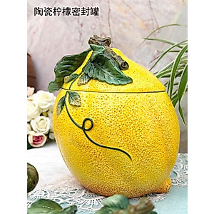 PEHOST 3-D Design Lemon 24 oz. Cookie Jar With Seal, 7.6"*6.6"*8.5" H, Multicolored