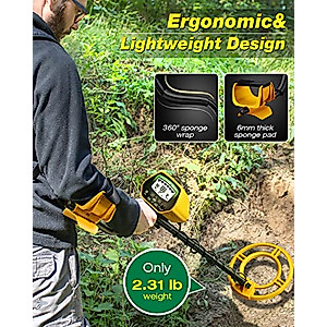 RM RICOMAX Metal Detectors for Adults - Professional Gold Detector for Treasure Hunt, IP68 Waterproof 10" Search Coil, Higher Accuracy with Stong Modes, Adjustable LCD Display with Headphones